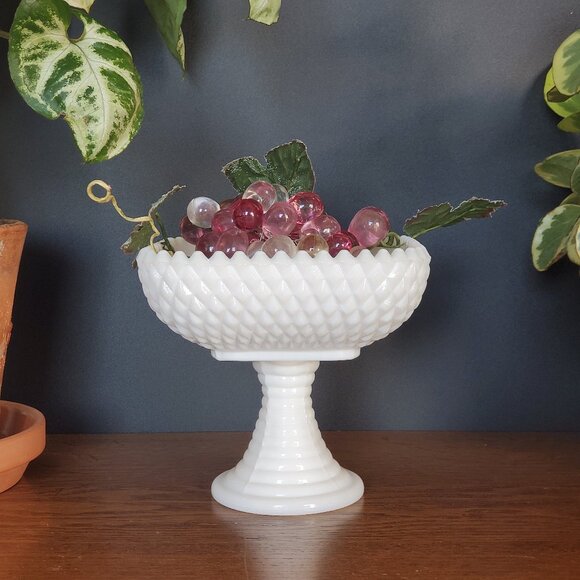 LE Smith | Dining | Le Smith Diamond Milk Glass Footed Bowl Square ...